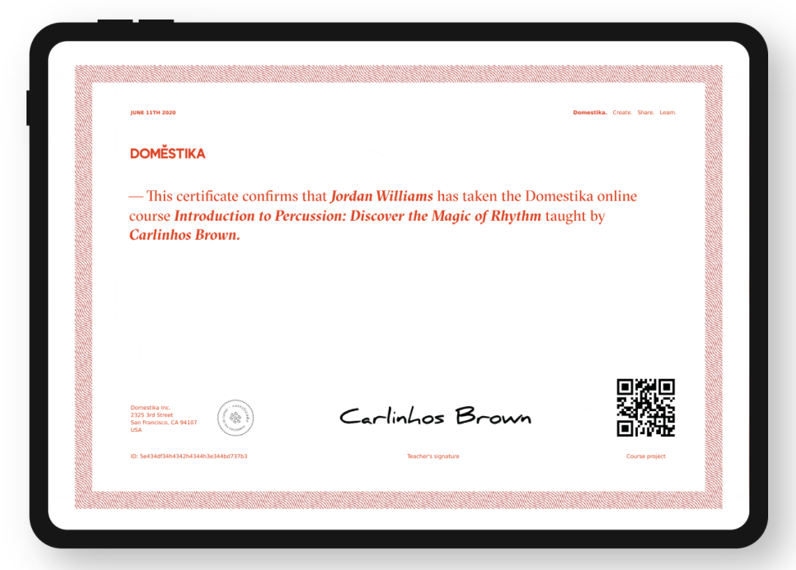 Where do I download the certificate of my course? – Domestika